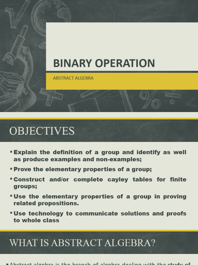 Topic 4 - Binary Operation | PDF | Group (Mathematics) | Numbers