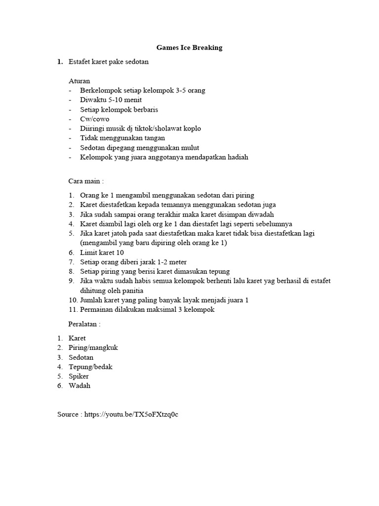 Games Ice Breaking Bukber | PDF