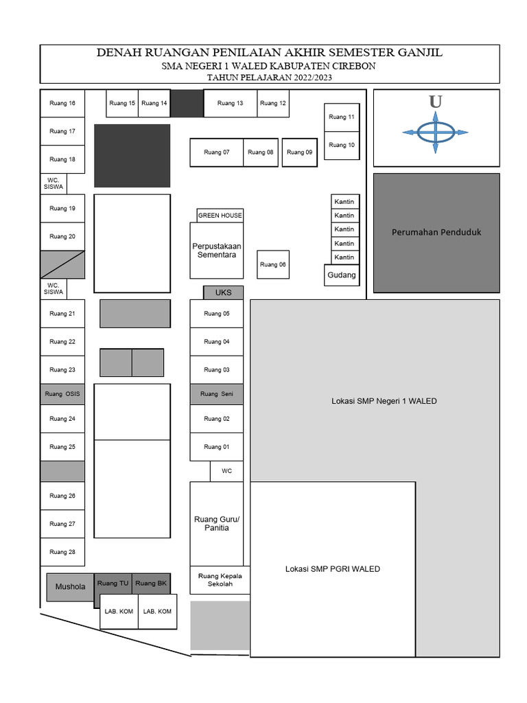Denah Ruang Ujian SMA Waled | PDF