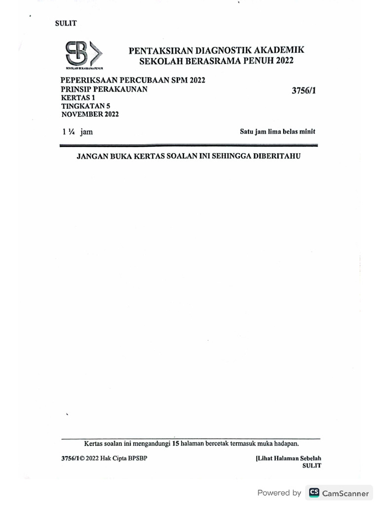 2022 SBP Prinsip - Perakaunan K1 | PDF