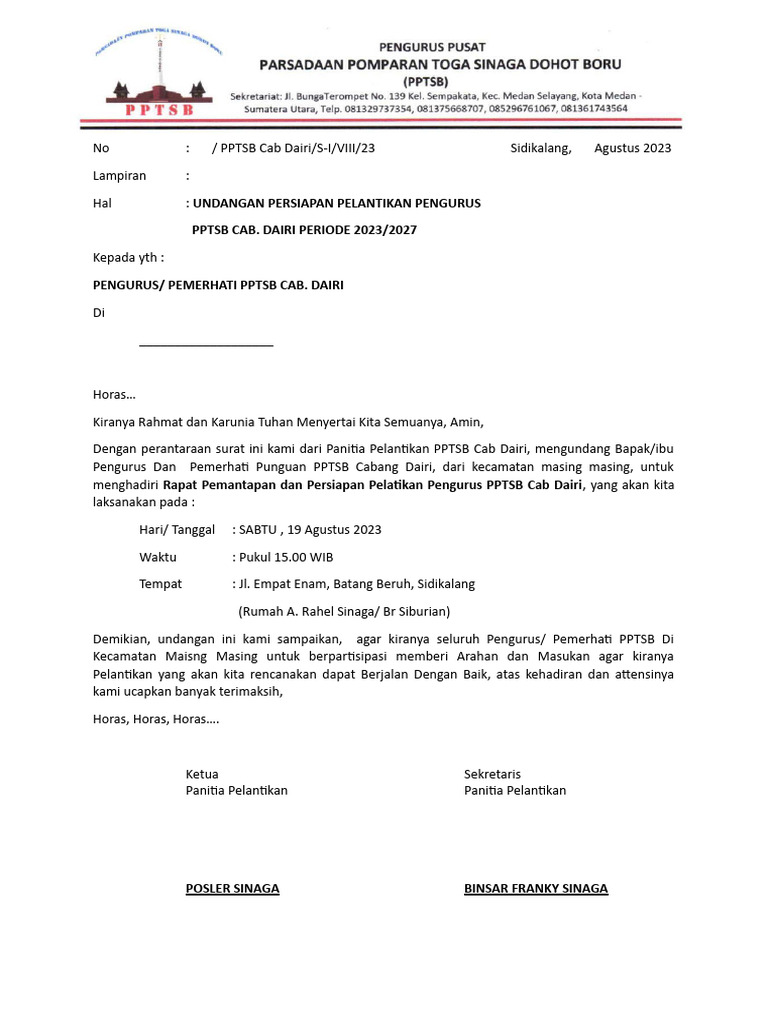 Undangan PPTSB | PDF