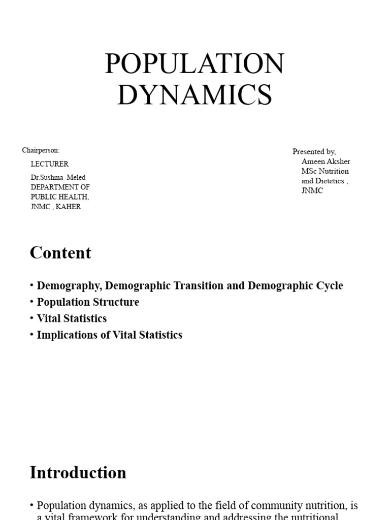 Population Dynamics | PDF | Total Fertility Rate | Demography