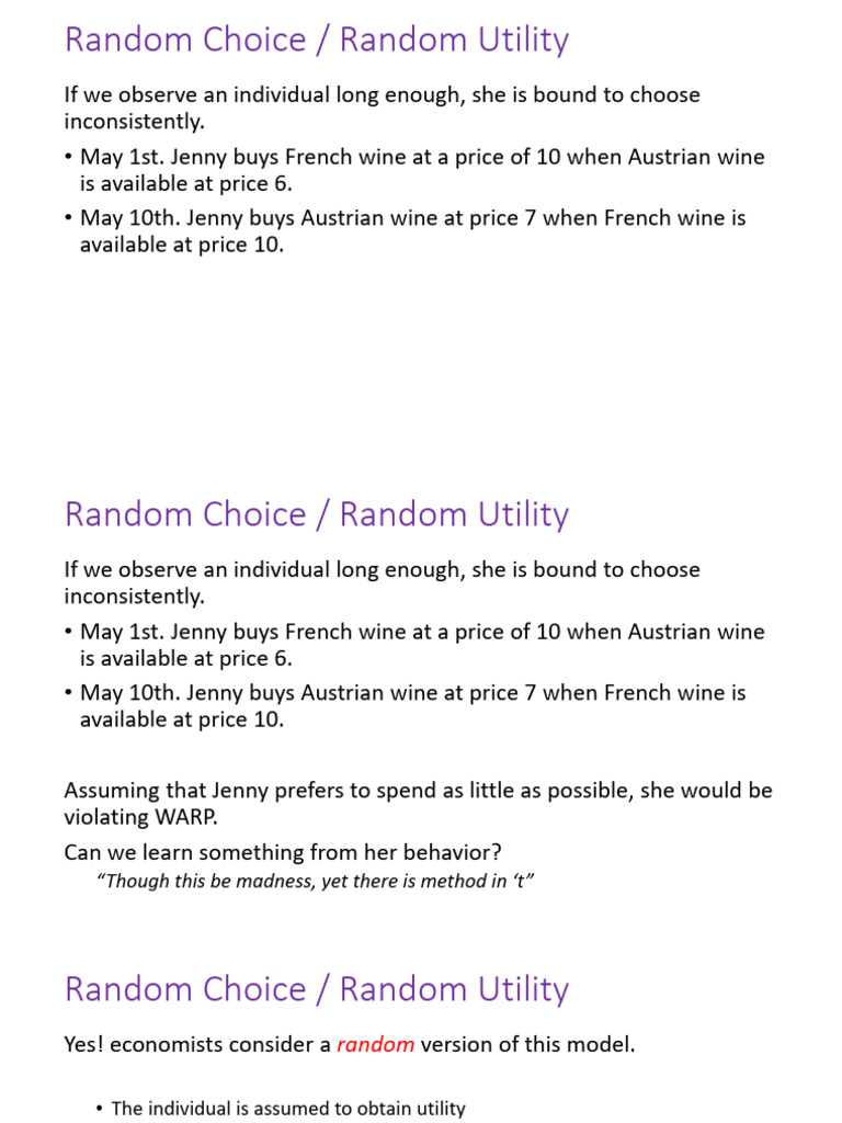 Random Utility Pdf Utility Microeconomics
