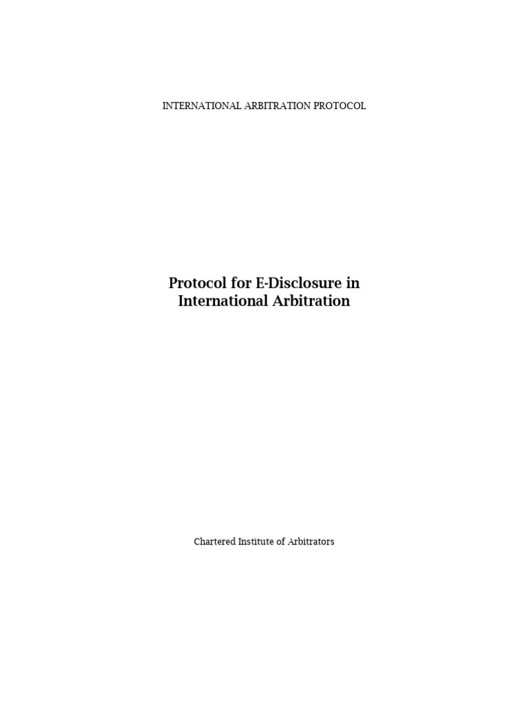 E-Disclosure Protocol For Ica | PDF | Discovery (Law) | Arbitration