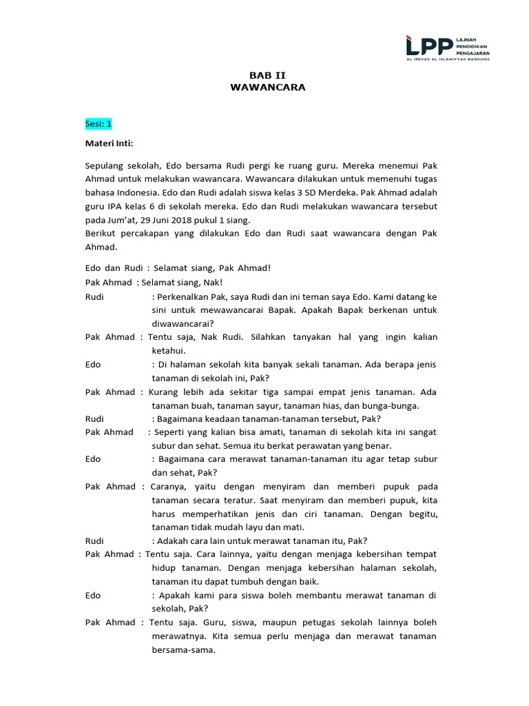 Sub Bab 2.1 Wawancara | PDF | Karier & Perkembangan | Seni & Disiplin Bahasa