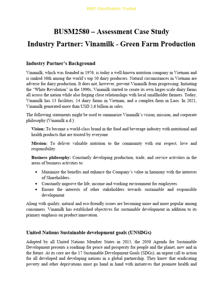BUSM2580 - Assessment Case Study - Vinamilk's Green Farm | PDF ...