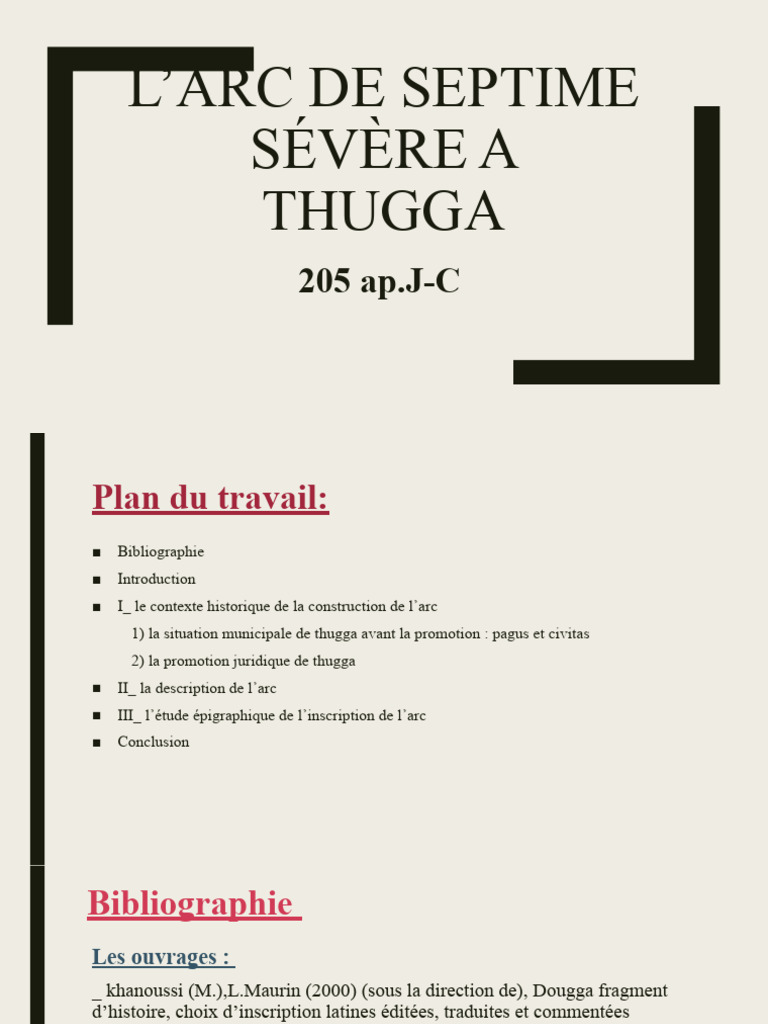 Arc de Septime Sévère à Thugga : Histoire et Inscription | PDF ...