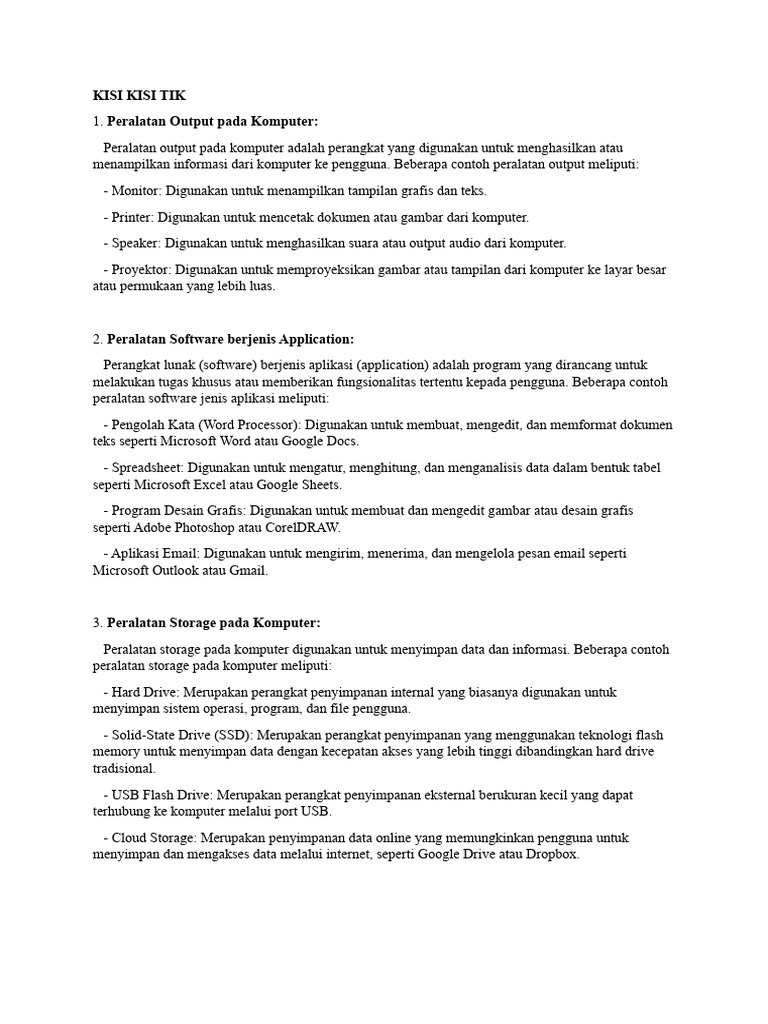 Kisi-Kisi TIK untuk Pelajar | PDF | Teknologi & Rekayasa