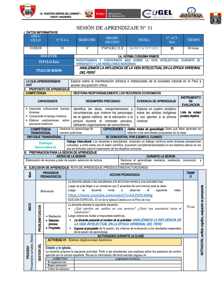 Sesion de Clase-31 CCSS 3° | PDF | Aprendizaje | Evaluación