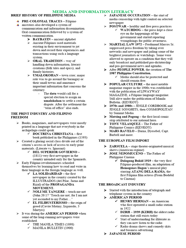Philippine Media: A Historical Overview | PDF | Mass Media | Entertainment