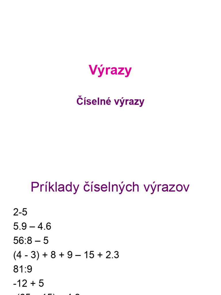Vyrazy 1 | PDF
