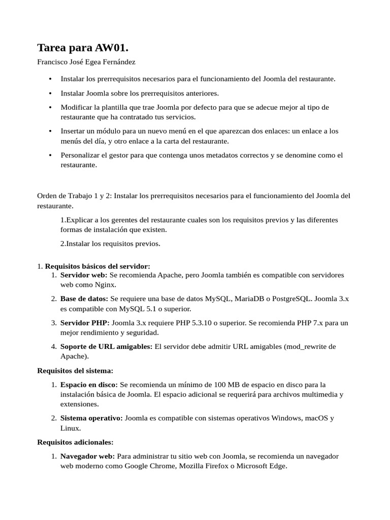 AW01 Tarea | PDF | Mi sql | Joomla