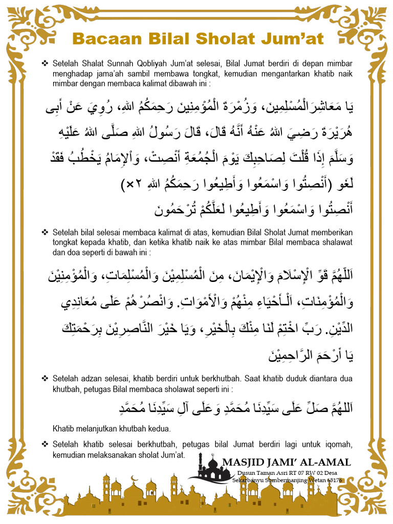 BACAAN BILAL JUMAT Jadi | PDF | Agama & Spiritualitas