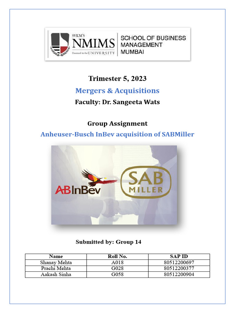 AB InBev's Acquisition of SABMiller | PDF | Anheuser Busch | Mergers ...