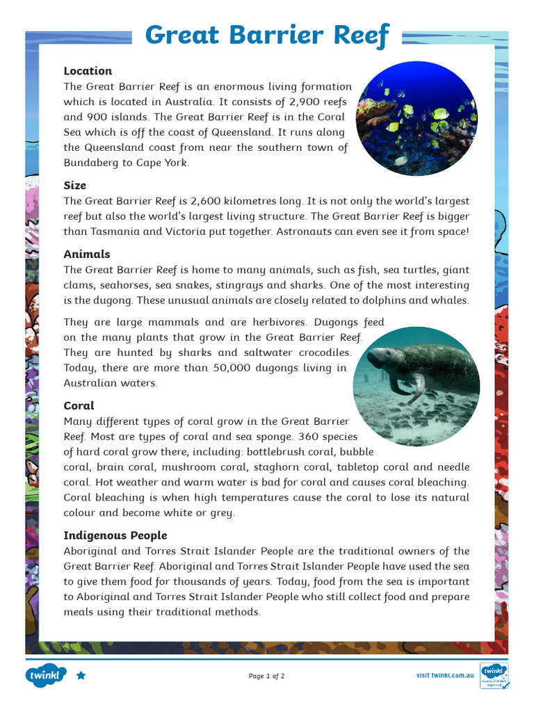 Au t2 e 3949 Great Barrier Reef Upper Primary Differentiated Reading ...