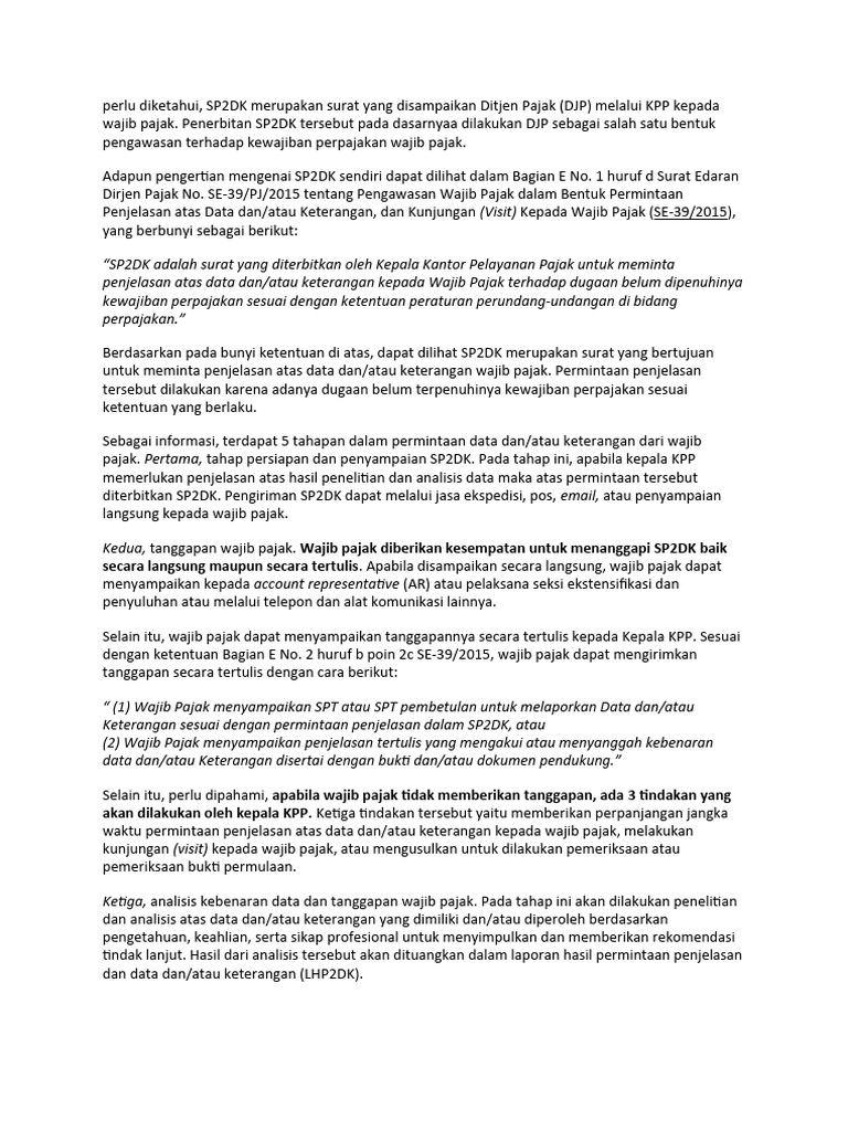 Panduan Menanggapi SP2DK Pajak | PDF