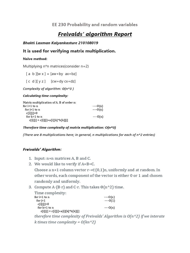 Freivalds' Algorithm | PDF