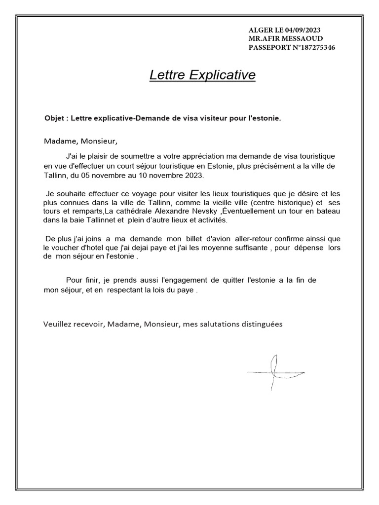 Lettre Explicative Estonie | PDF