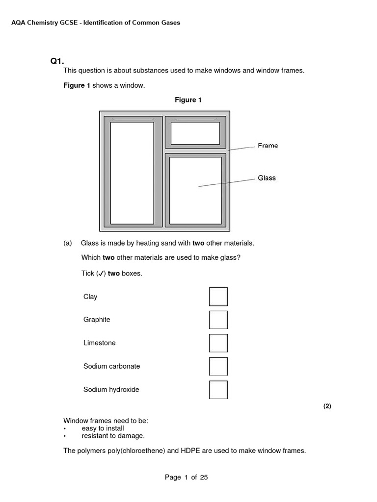 8.2 Identification of Common Gases QP | PDF | Gases | Reaction Rate