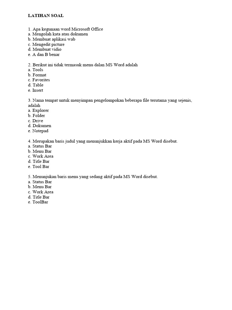 Latihan Soal Word-1 | PDF