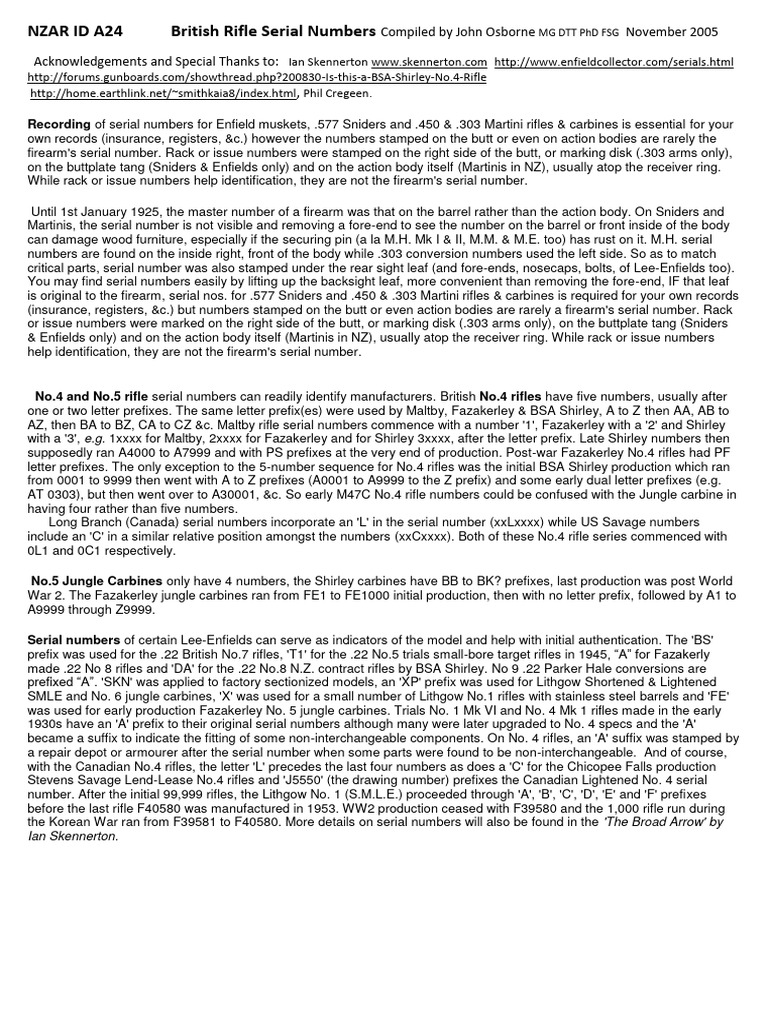 British Rifle Serial Numbers | PDF | Machine Gun | Firearm Components