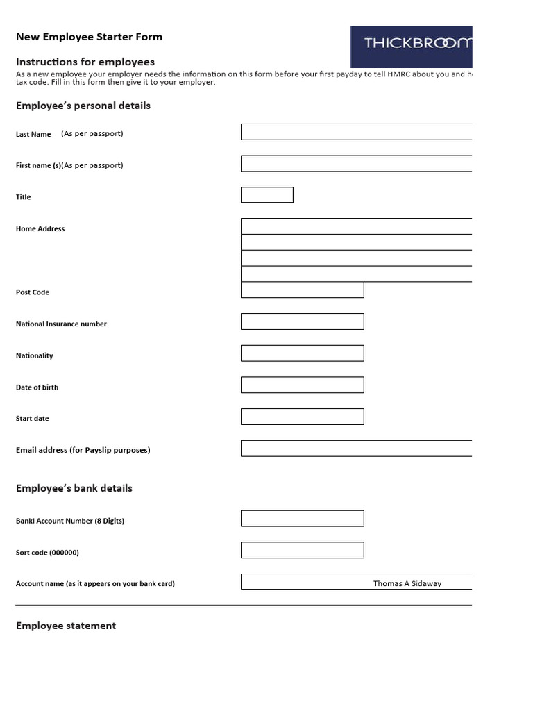 New Employee Starter Form Instructions | PDF | Student Loan | Loans