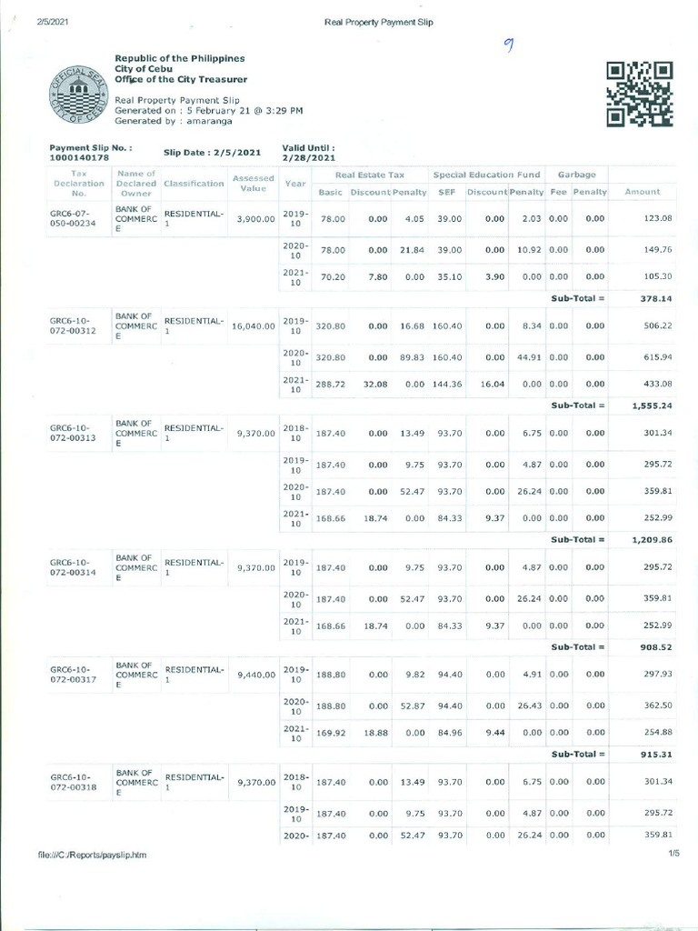 Cebu CIty RETR Feb 2021 Part 9 | PDF