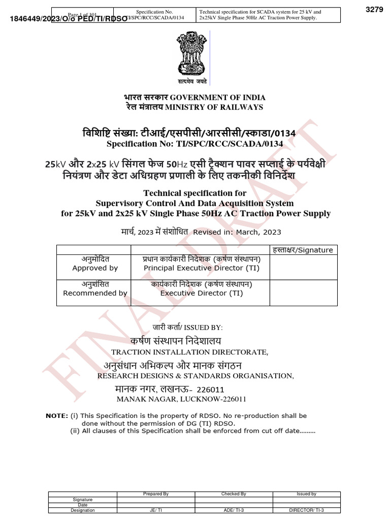 Approved Final Draft Spec TI SPC RCC SCADA 0134 | PDF | Electrical ... Approved Final Draft Spec TI SPC RCC SCADA 0134 | PDF | Electrical ...