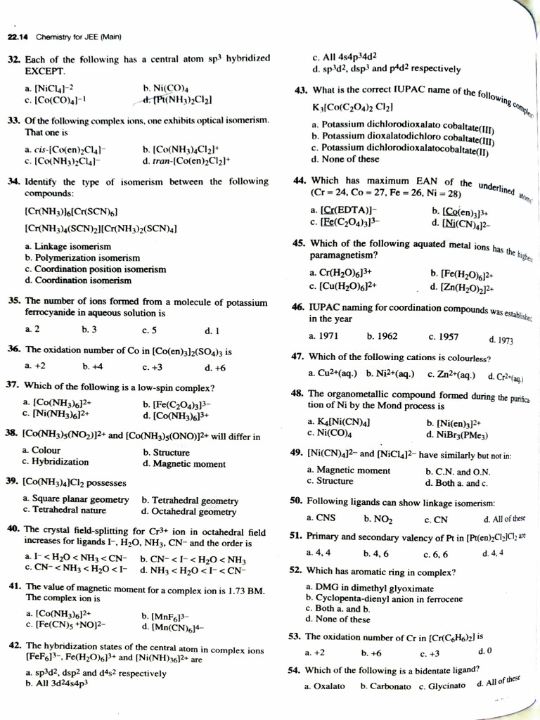Co Ordination Test | PDF | Coordination Complex | Sets Of Chemical Elements