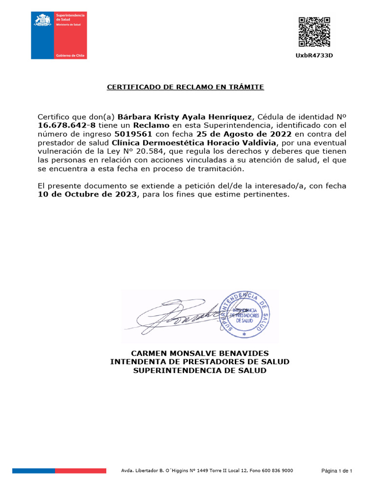 Reclamo 5019561 | PDF