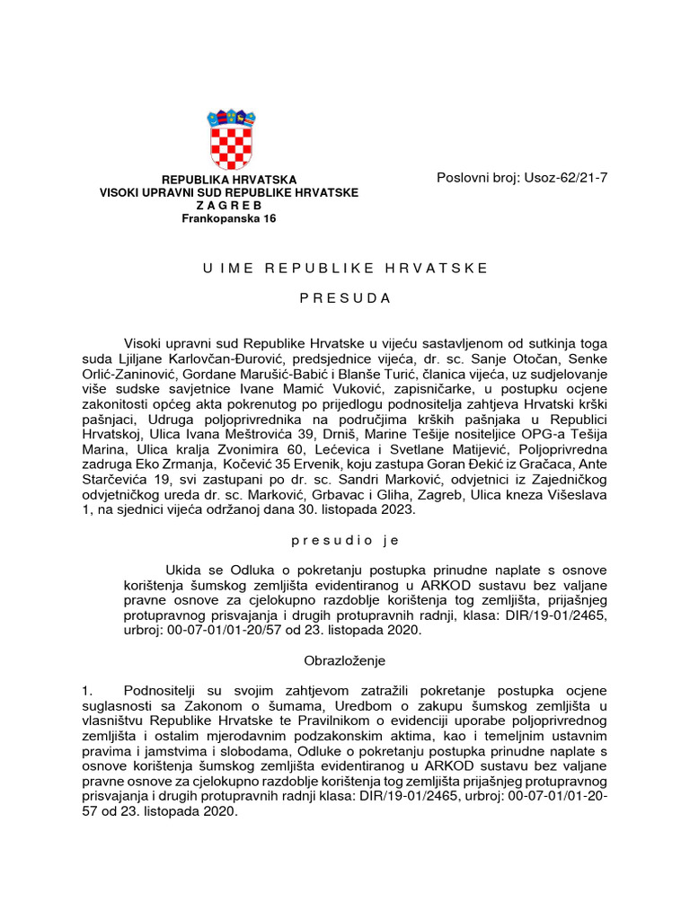 Presuda Visokog Upravnog Suda | PDF