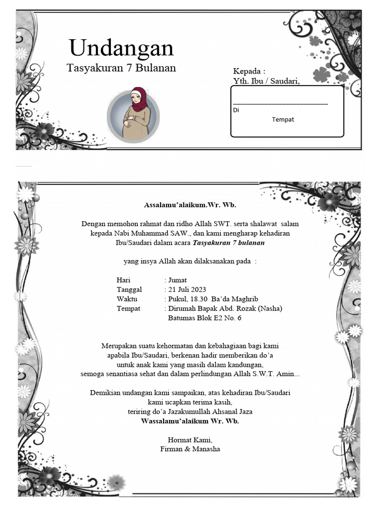 Undangan Tasyakuran 7 Bulanan | PDF