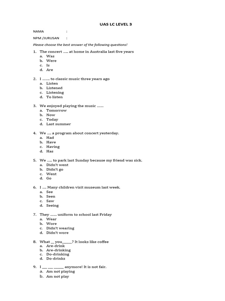 Uas LC Level 3 | PDF