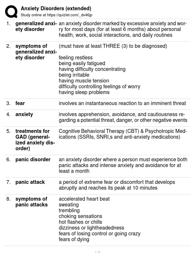 Anxiety Dis Extended | PDF | Anxiety Disorder | Panic Attack