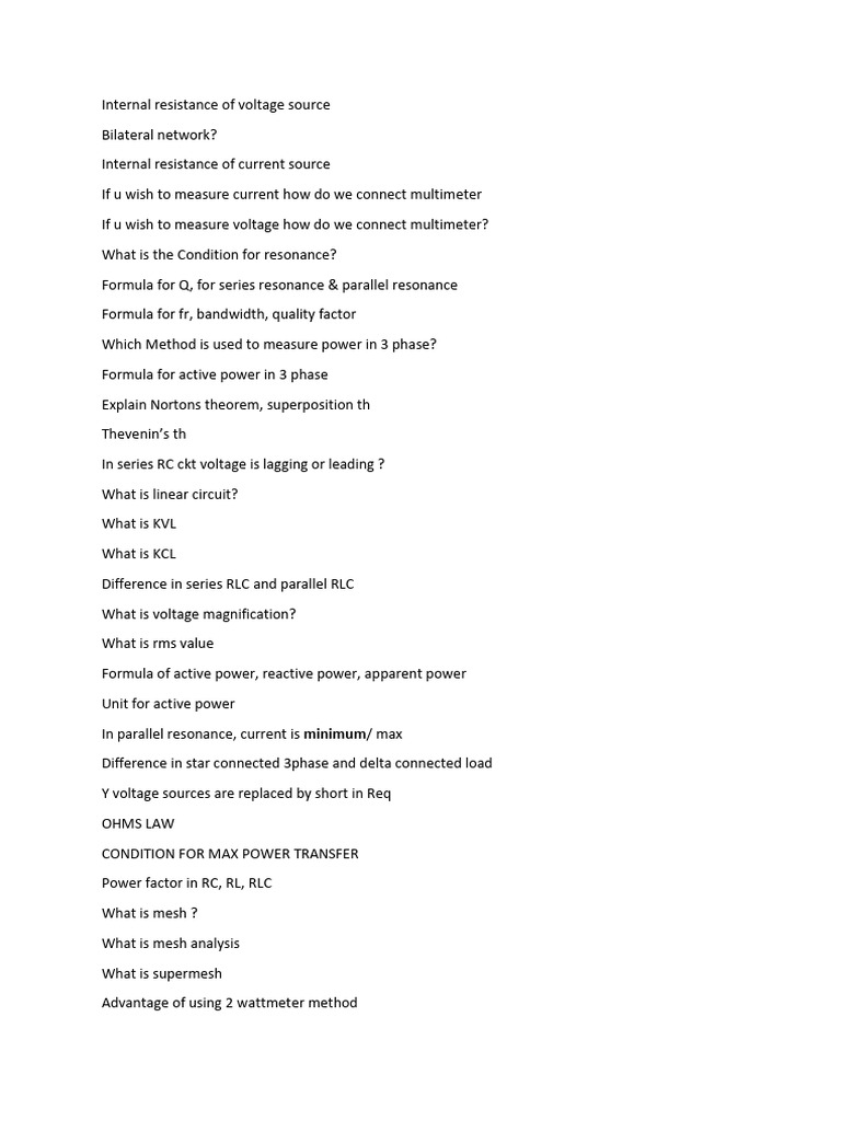 MOCK Viva Questions For BEE PDF