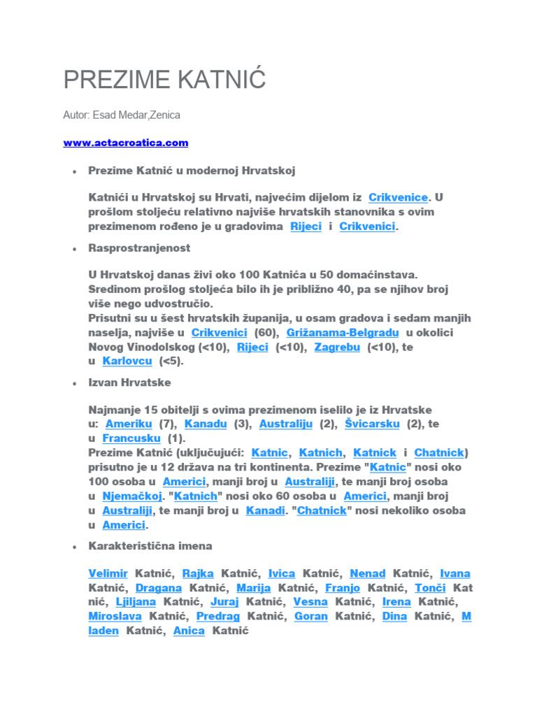 Esad Medar - Prezime Katnić | PDF