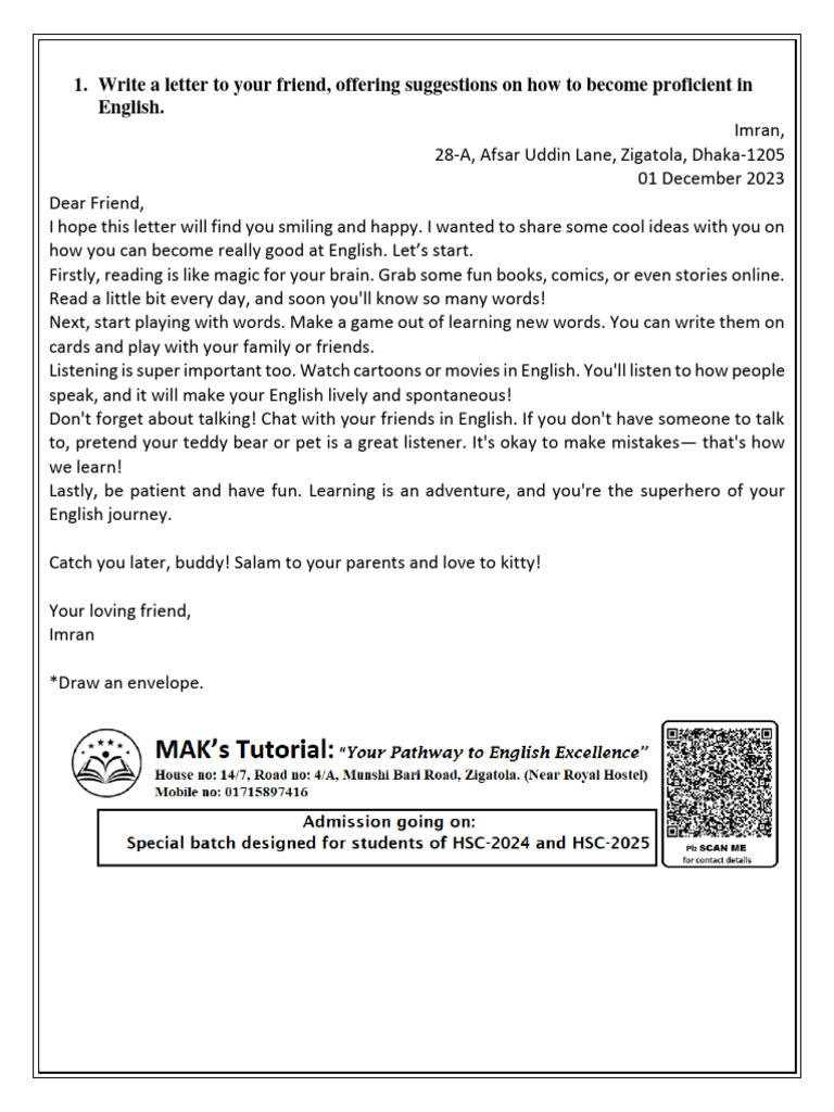 Informal Letters For Pre Test | PDF | Home & Garden