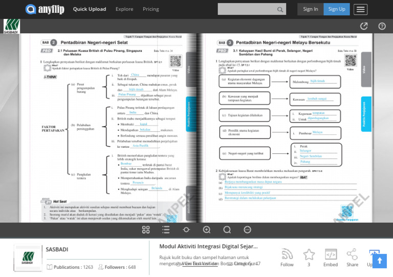 Modul Aktiviti Integrasi Digital Sejarah Tingkatan 3 KSSM (Naskhah Guru) - SASBADI Membalik PDF ...