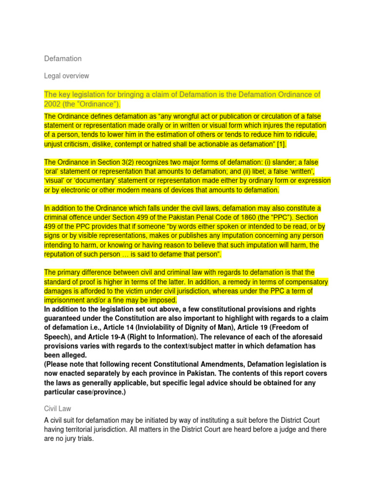 Defamation | PDF | Defamation | Damages