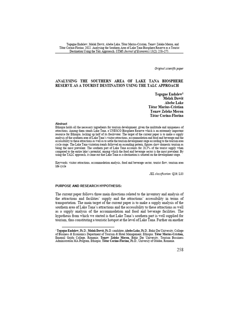 8.analysing The Southern Area of Lake Tana Biosphere Reserve As A ...