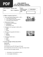 Soal Sumatif B.indo Kelas 1 Bab 3 Awas Kuman | PDF