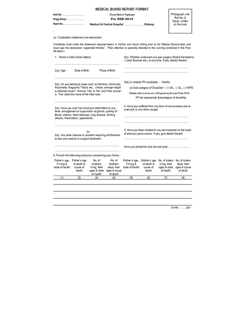 Medical Board Report Format ESE-2015 | PDF | Medical Specialties ...