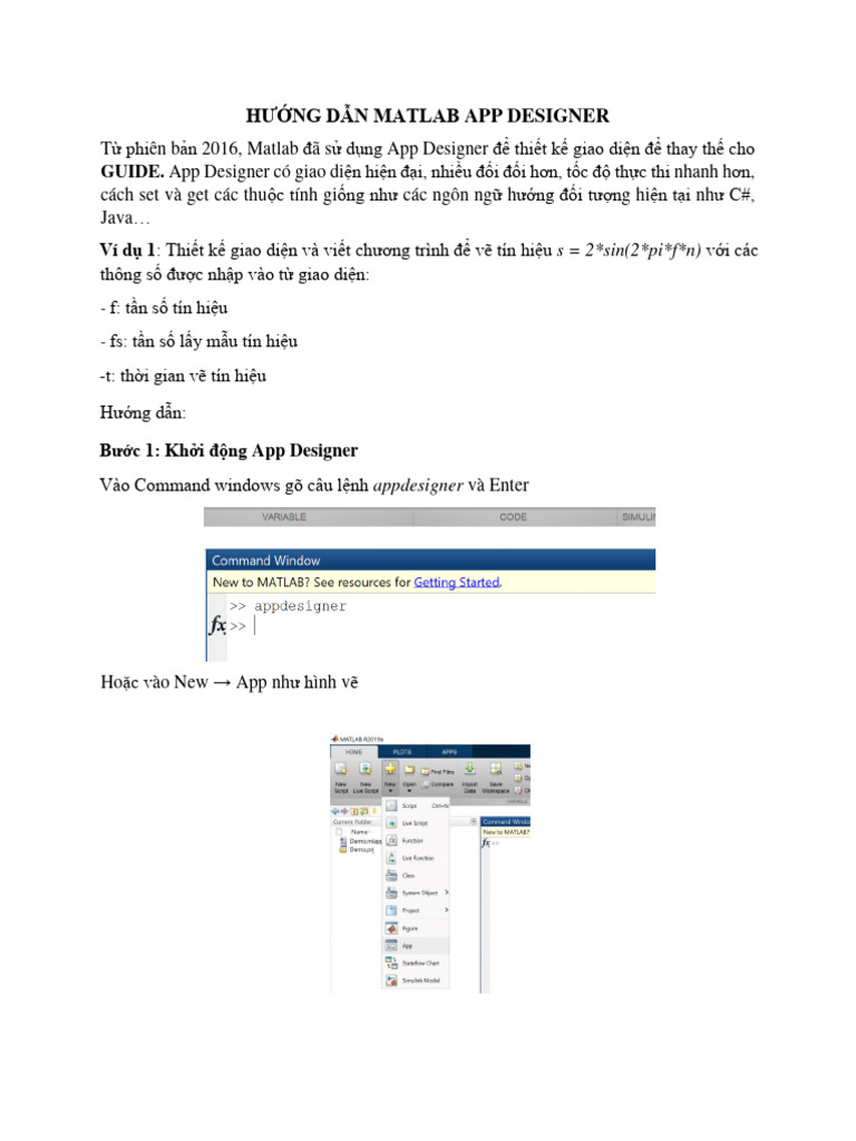 HƯỚNG DẪN MATLAB APP DESIGNER | PDF