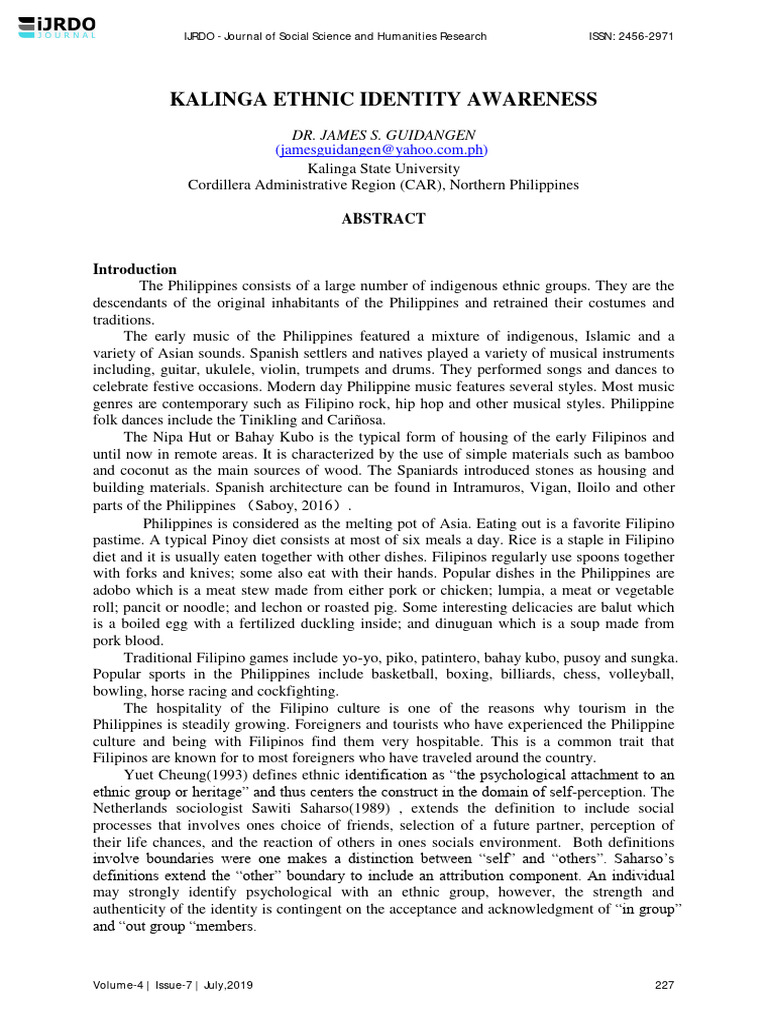 Kalinga Ethnic Identity and Culture Insights | PDF | Identity (Social ...
