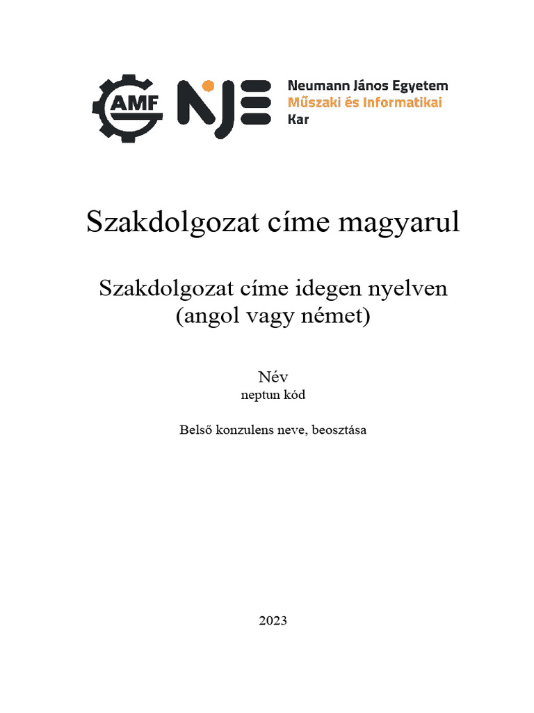 Szakdolgozati Sablon 2023 Tavasz | PDF