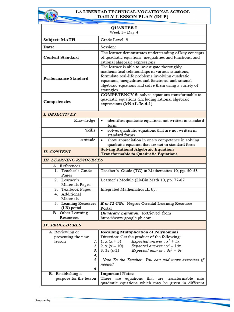 Solves Equations Transformable To Quadratic Equations | PDF | Equations | Quadratic Equation