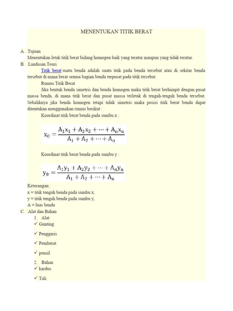 Menentukan Titik Berat | PDF