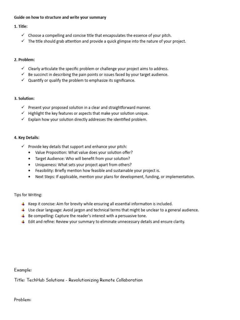Guide On How To Structure and Write Your Summary | PDF | Target ...