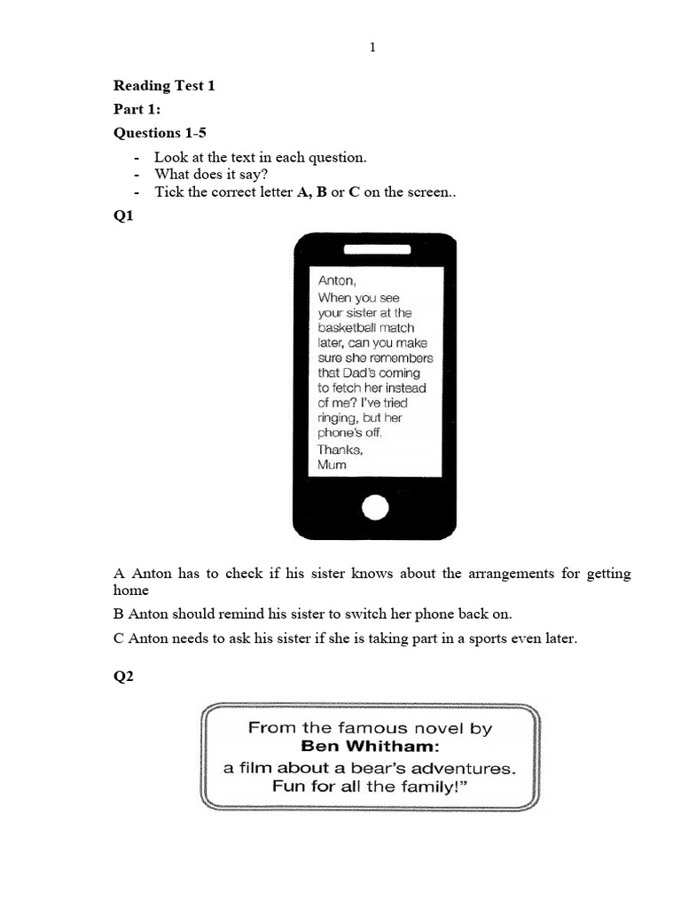 Reading Comprehension Test Questions | PDF
