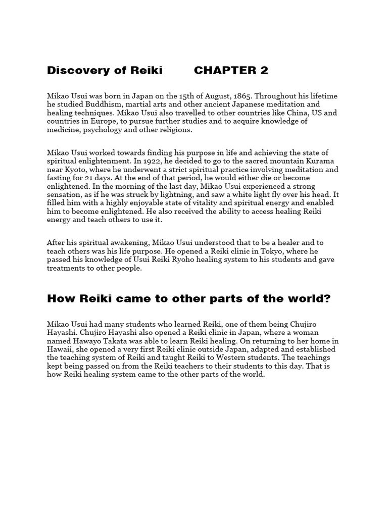 Discovery of Reiki Chapter 2 Level 1 | PDF